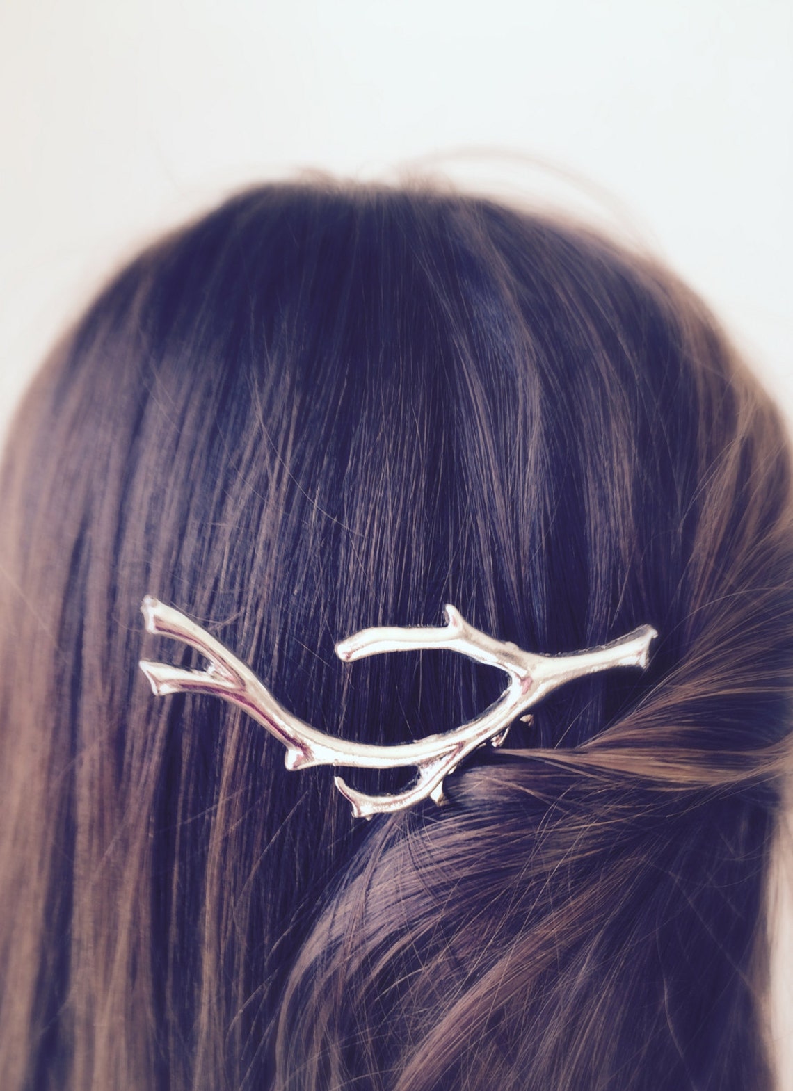Silver Antler Hair Comb Elk Antler Hair Pin Sculpture Silver Hunting ...