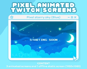 Cute Night Sky Pixel Starry Sky Screen Animated Screen Twitch