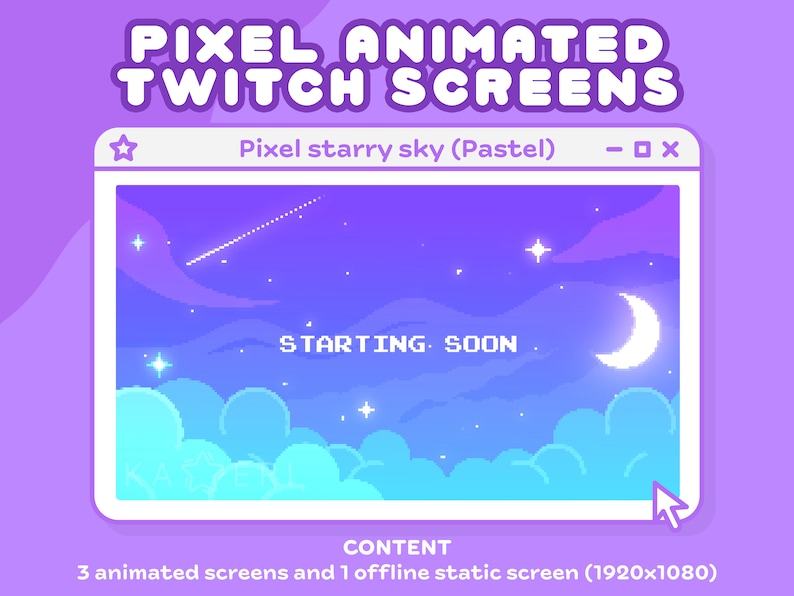 Cute Night Sky Pixel Starry Sky Screen Animated Screen - Etsy