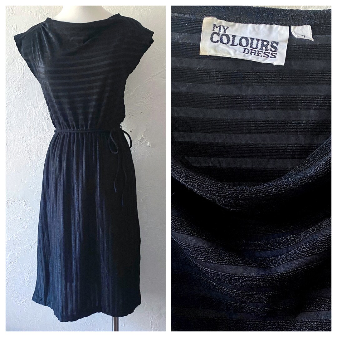 70s My Colours Dress Textured Dress With Slits - Etsy