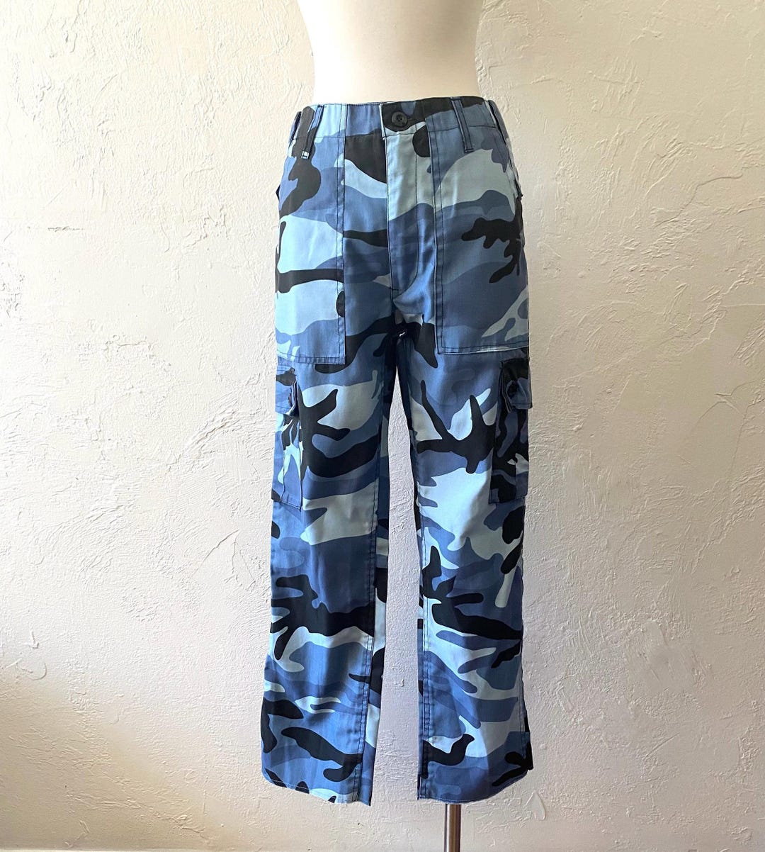Vtg Blue Cargo Camo Pants - Etsy