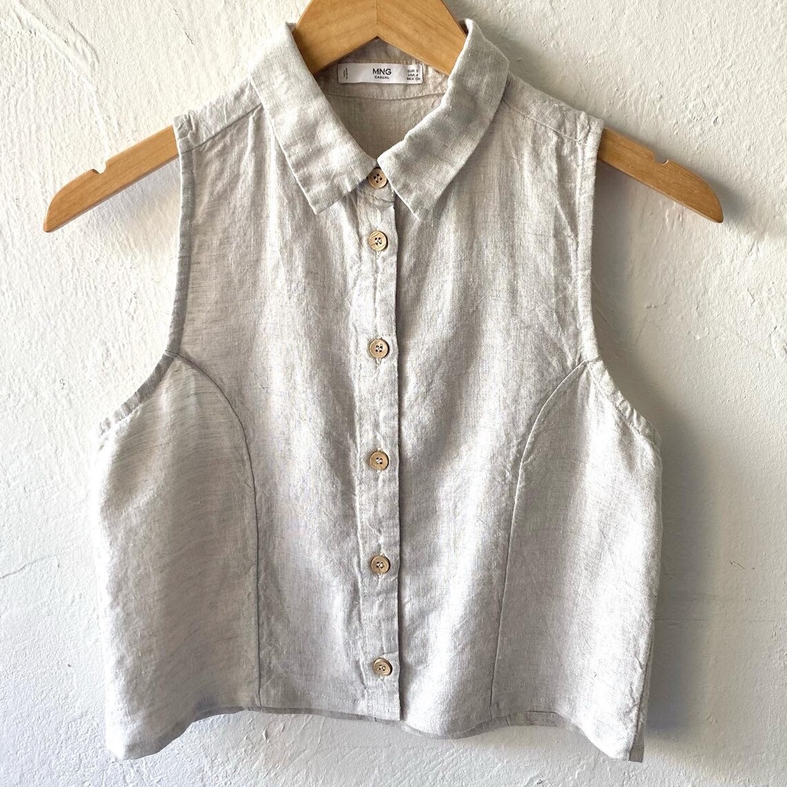 MNG Linen Semi-crop Top Small - Etsy