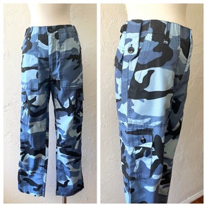 Vtg Blue Cargo Camo Pants - Etsy