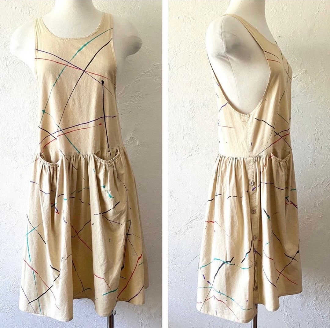 80s Paint Splatter Jumper Dress - Etsy