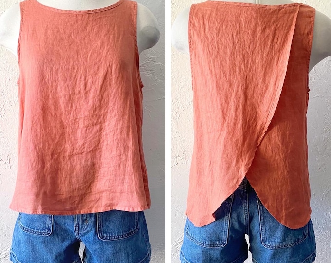 Isaac Mizrahi Linen Tulip Back Top - Etsy