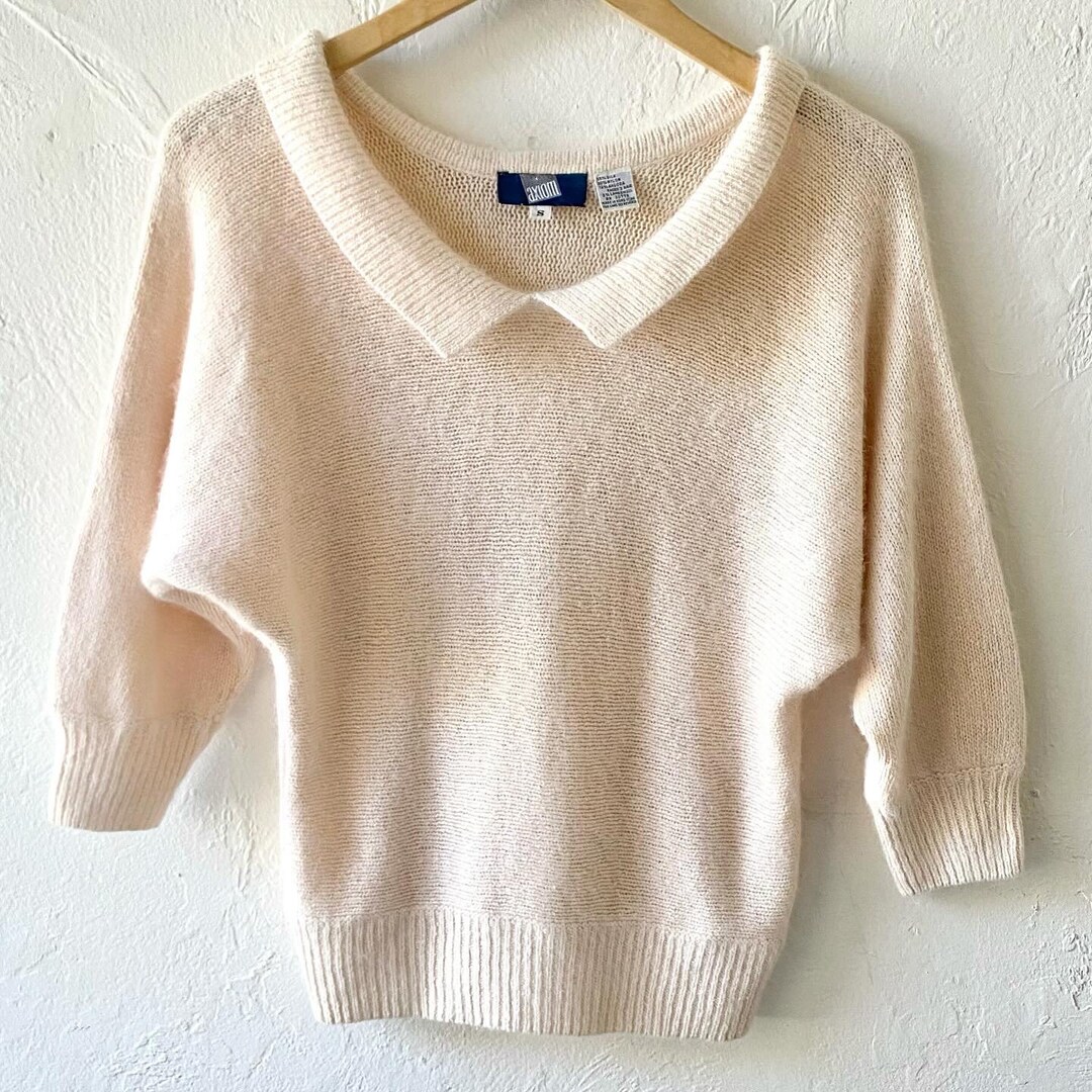 80s Pale Pink Silk Angora Dolman Sleeve Sweater - Etsy