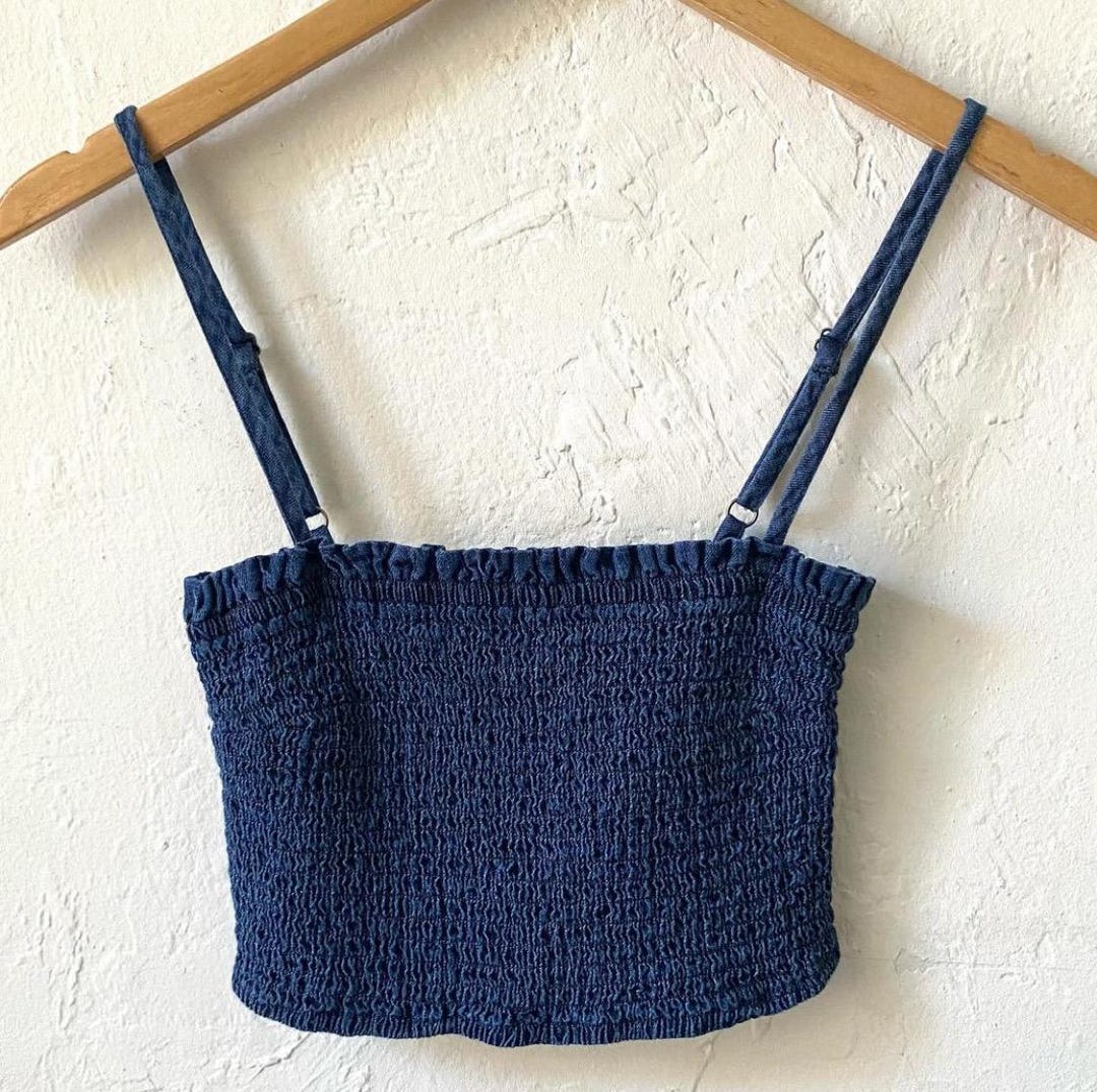 A + F Smocked Denim Crop Tank - Etsy