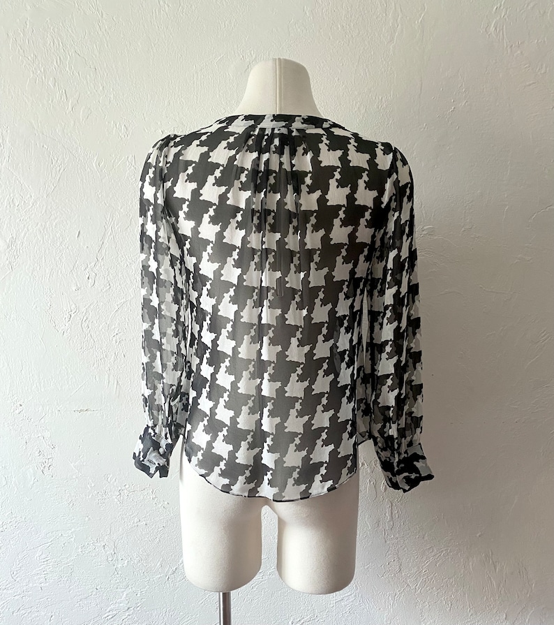 Sheer Silk Houndstooth Blouse - Etsy