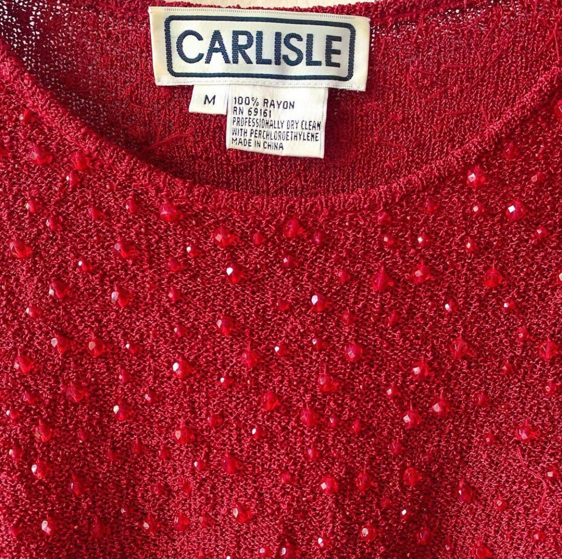 80s Carlisle Crystal Embellished Ruby Red Sweater - Etsy