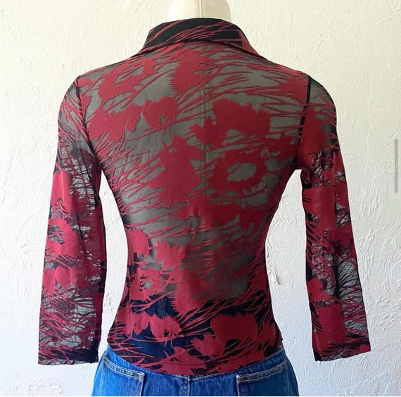 90s sheer mesh shirt - Gem