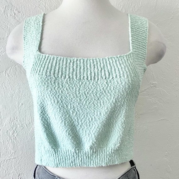 Maeve cotton mint green knit crop top - Gem