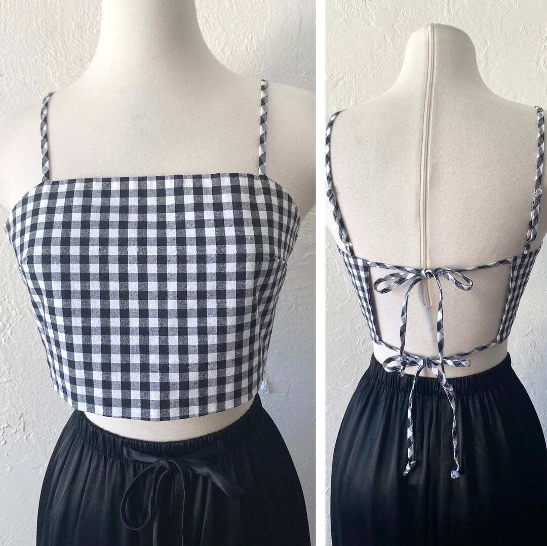 Backless Checker Crop Tie Tank - Etsy