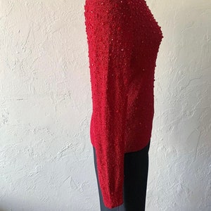 80s Carlisle Crystal Embellished Ruby Red Sweater - Etsy