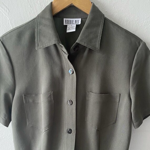 Vtg Bobbie Bee olive green shirtdress - Gem