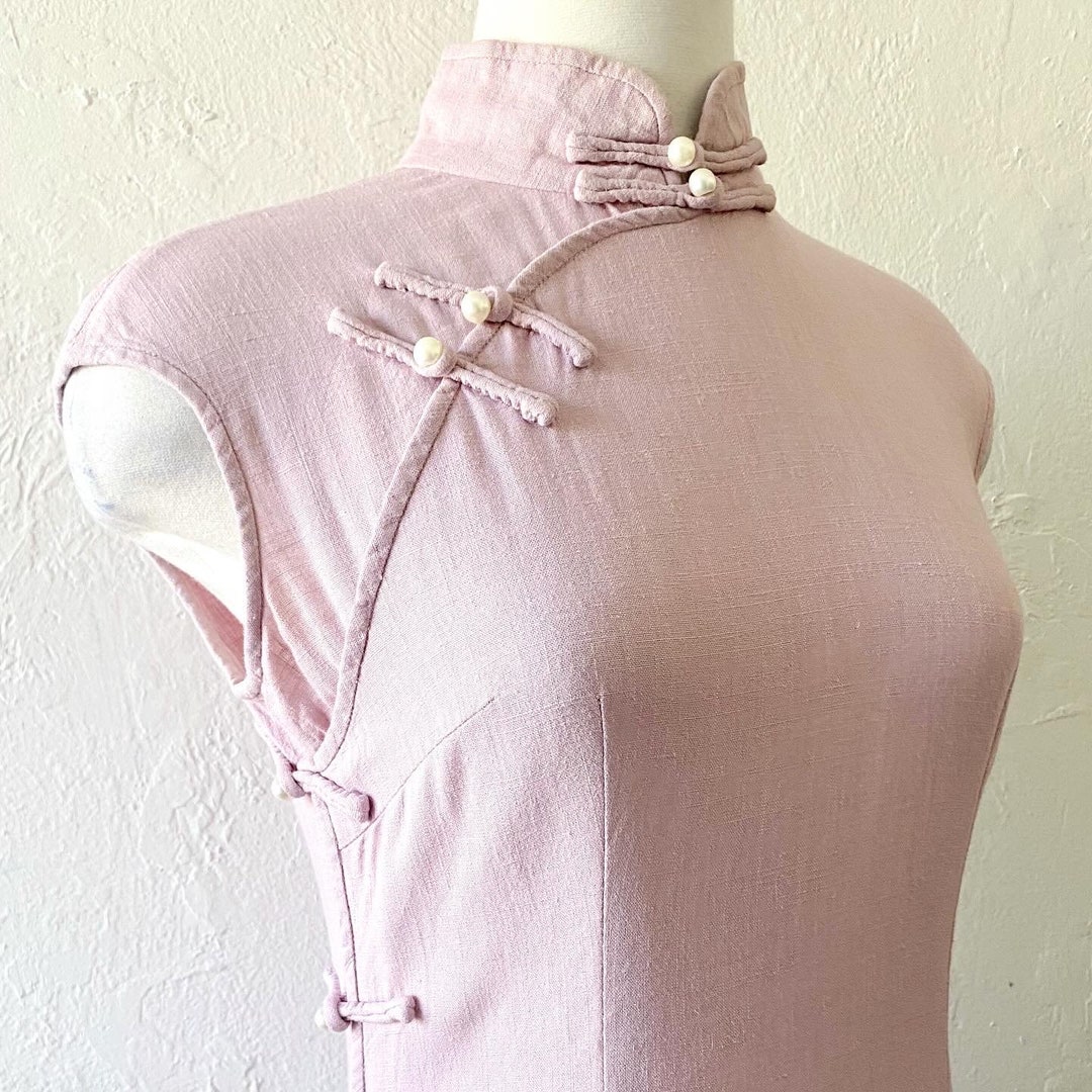 Vtg Cheongsam Linen Dress - Etsy