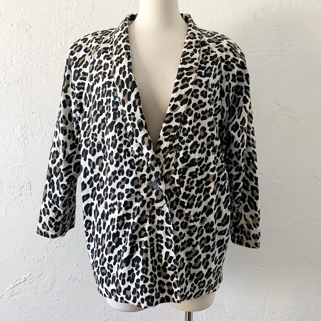 Vtg Cheetah Print Cocoon Blazer With Pockets - Etsy