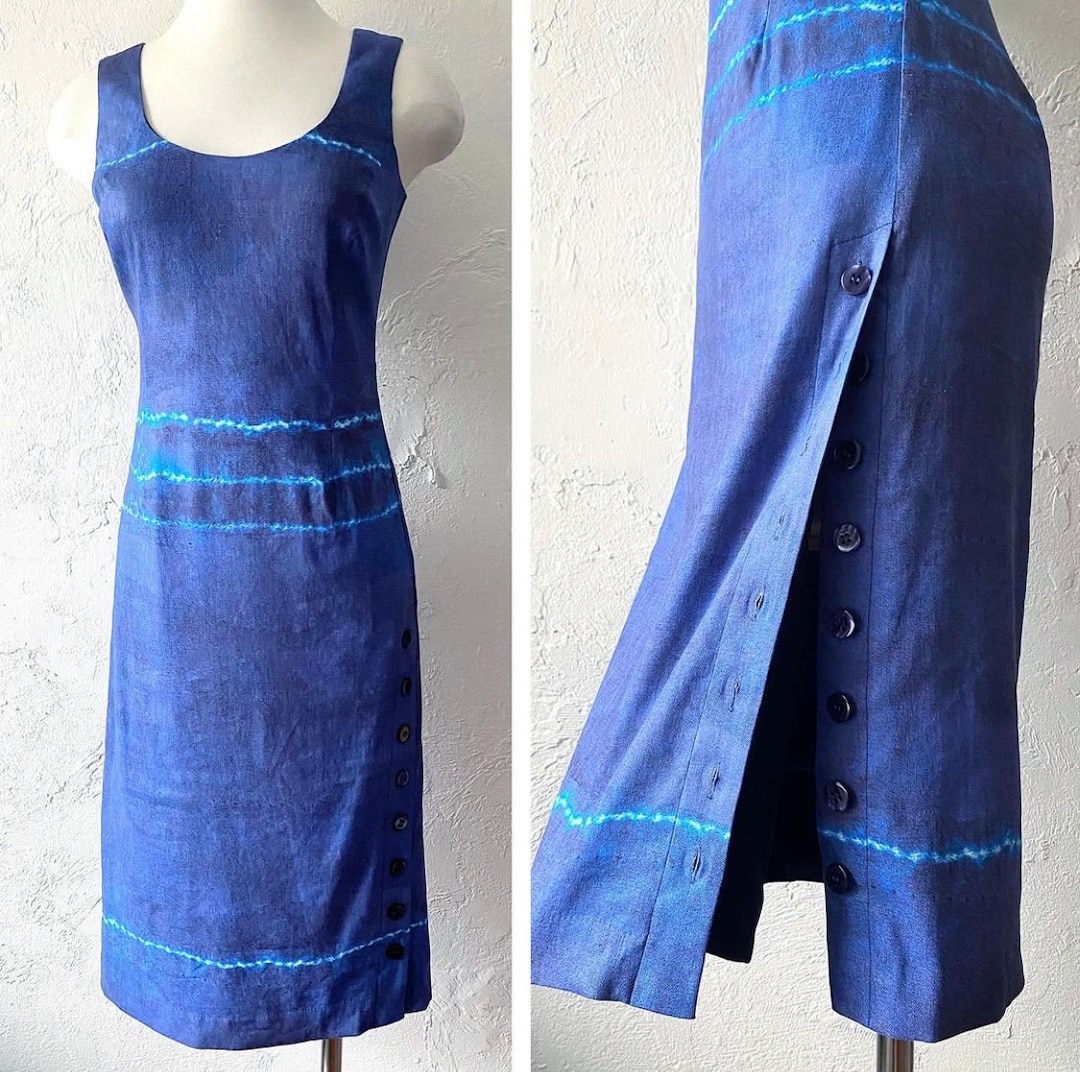 Nicole Miller Indigo Sheath Dress With Slit - Etsy