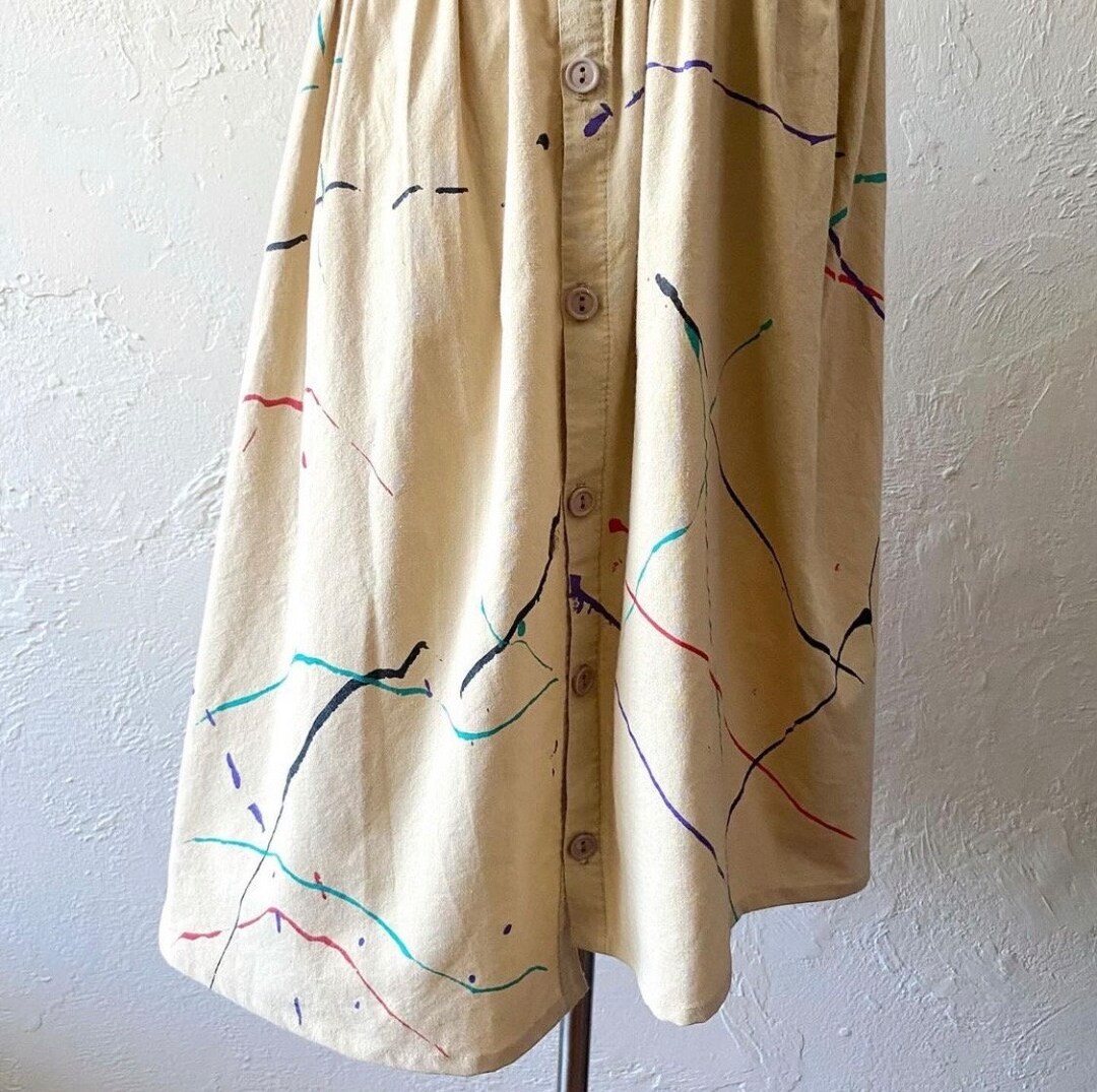 80s Paint Splatter Jumper Dress - Etsy