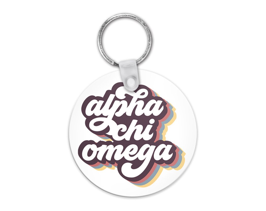 AXO Alpha Chi Omega Retro Script Keychain Sorority Gift - Etsy