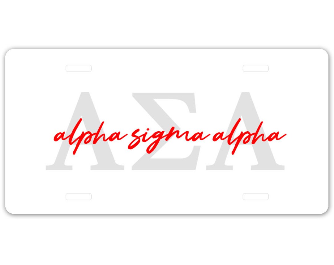 ASA Alpha Sigma Alpha Letters Script Aluminum Sorority License - Etsy