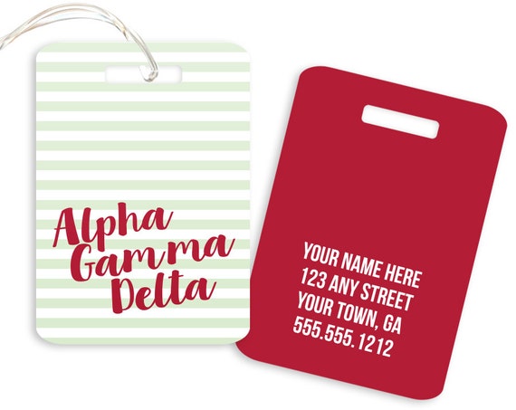 AGD Alpha Gamma Delta Striped Sorority Luggage Tag | Etsy