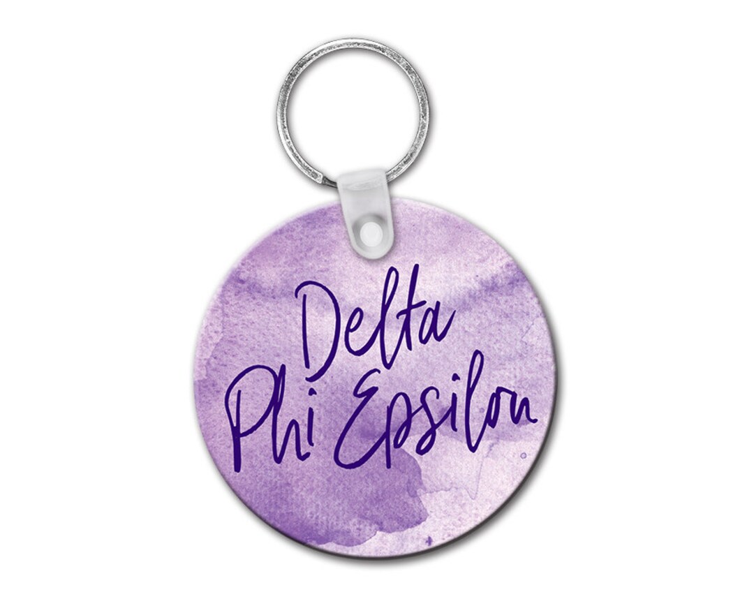 Dphie Delta Phi Epsilon Watercolor Script Keychain Sorority - Etsy