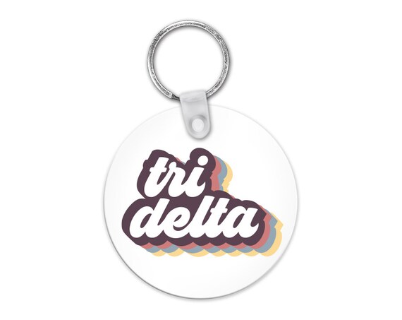 Tridelta Delta Delta Delta Retro Script Keychain Sorority Gift | Etsy