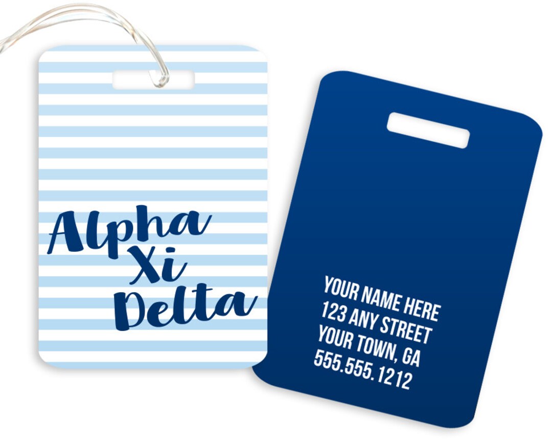 Axid Alpha Xi Delta Striped Sorority Luggage Tag - Etsy