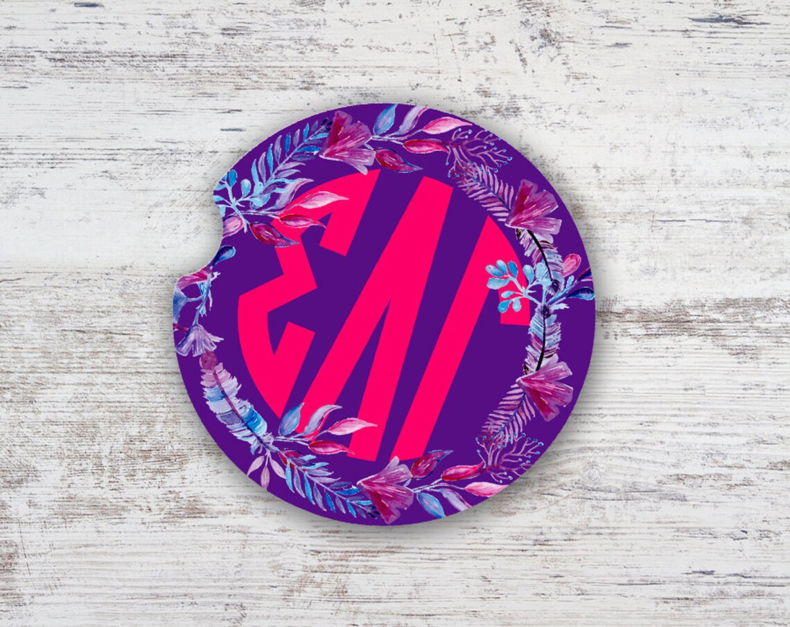 SLG Sigma Lambda Gamma Floral Monogram Sandstone Car Coaster | Etsy