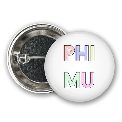 Phi Mu Greek Skull Button | Etsy