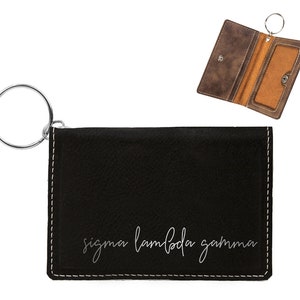 SLG Sigma Lambda Gamma Script Leatherette ID Holder Keychain - Etsy