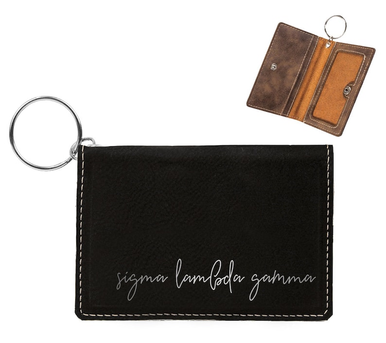 SLG Sigma Lambda Gamma Script Leatherette ID Holder Keychain | Etsy