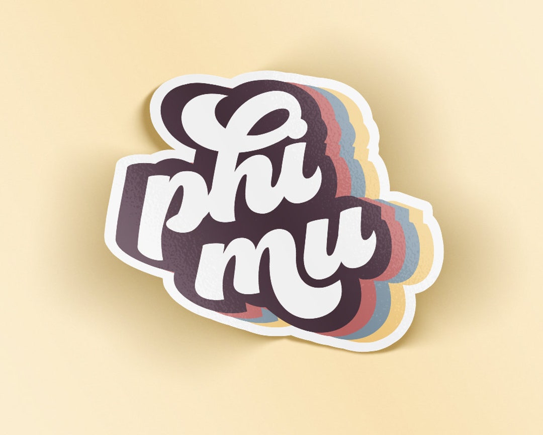 Phi Mu Retro Script Sticker - Etsy