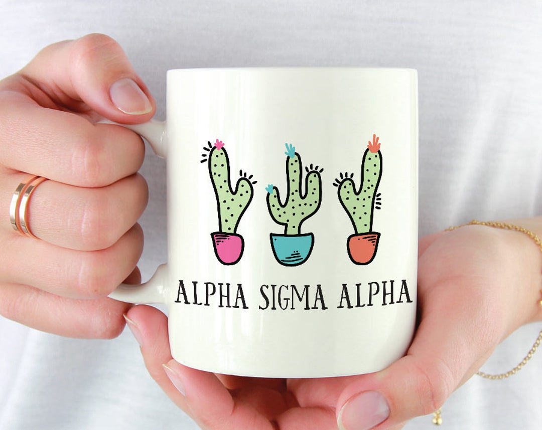 ASA Alpha Sigma Alpha Cactus Trio Mug Sorority Coffee Mug - Etsy