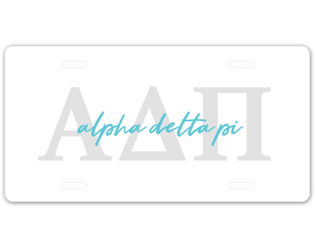 Adpi Alpha Delta Pi Letters Script Aluminum Sorority License - Etsy