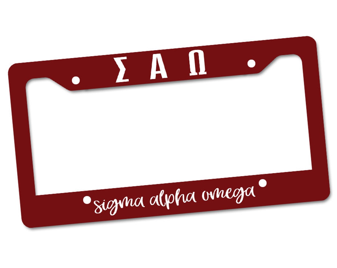SAO Sigma Alpha Omega Letters Script Aluminum License Plate - Etsy