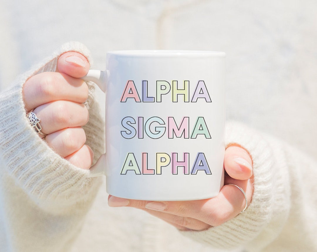 ASA Alpha Sigma Alpha Pastel Letters Outline Mug Sorority - Etsy