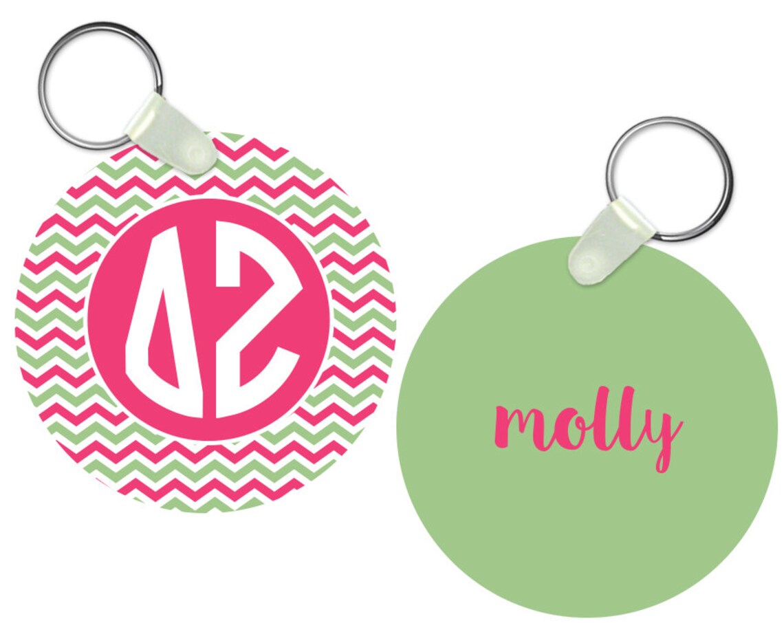 DZ Delta Zeta Chevron Monogram Custom Keychain Sorority Gift | Etsy
