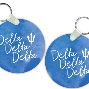 Tridelta Delta Delta Delta Watercolor Script Keychain Sorority - Etsy