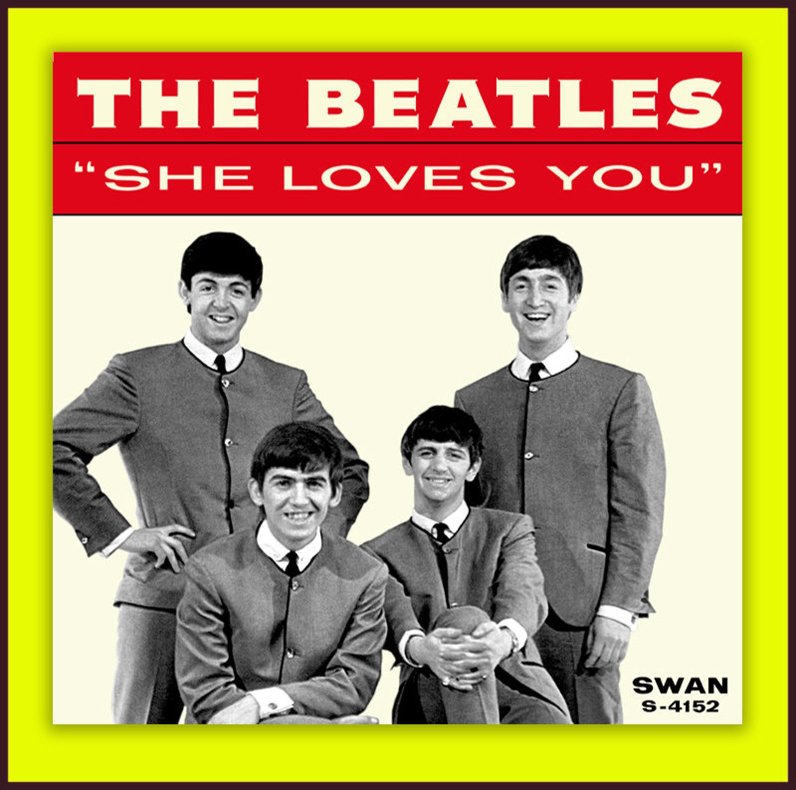THE BEATLES -- She Loves You- Swan Fantasy 45 Picture Sleeve #1 *no ...