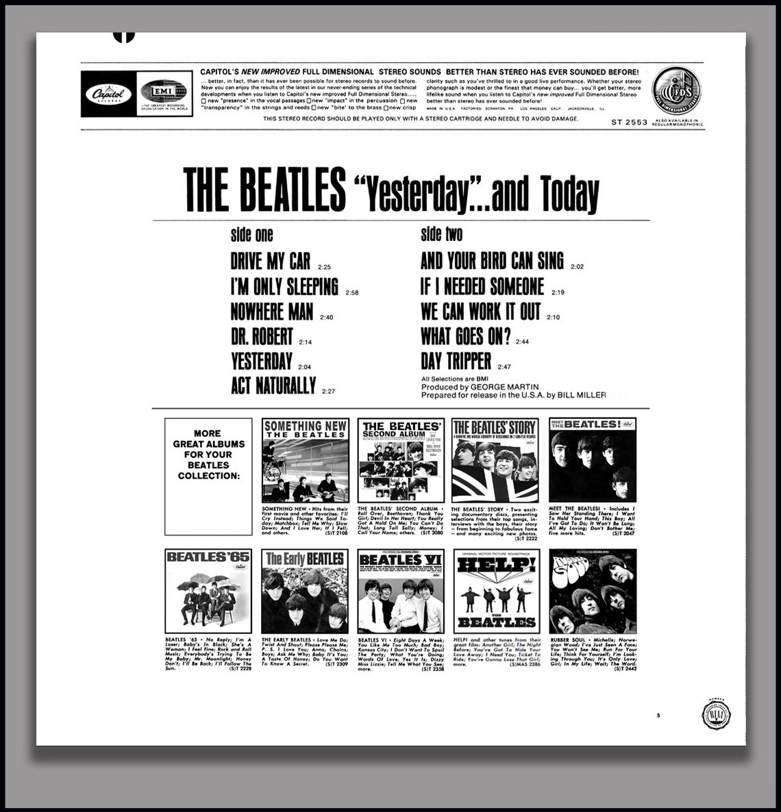 The Beatles Butcher Album Cover Stereo Markings Yesterday and Today - Etsy
