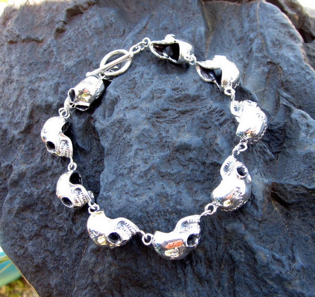 Sterling Silver Alien Skull Bracelet - #577 - Etsy