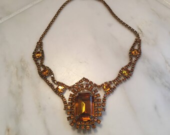Topaz rhinestone necklace | Etsy