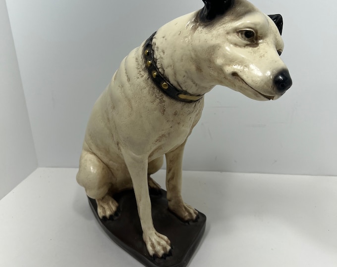Vintage Chalkware Nipper RCA Dog Statue - Etsy