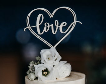 Cake Topper, Love Cake Topper, Wedding Cake Topper, Wooden Cake Topper ...