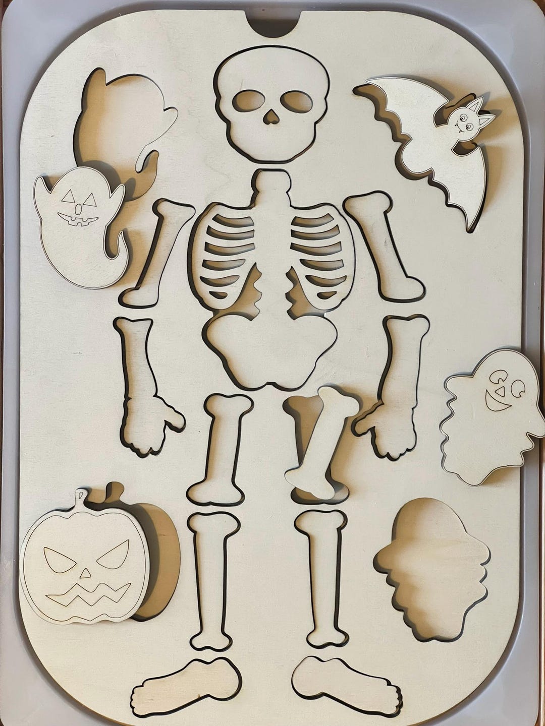 Skeleton Flisat Table Topper: Halloween Sensory Play - Wooden STEM Toy ...