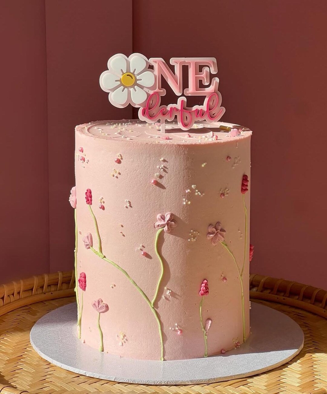 Floral First Birthday Cake Topper Set: One-derful Celebration - Etsy