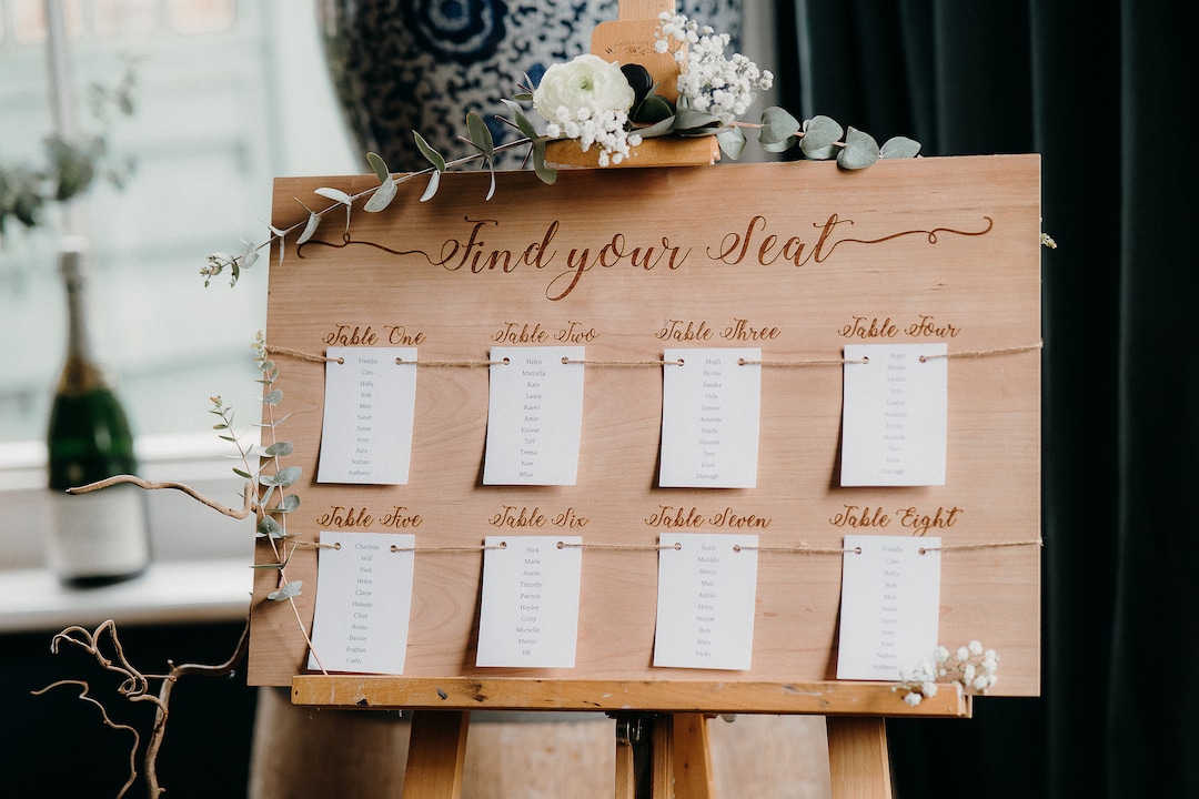Engraved Wooden Wedding Table Plan: Wedding Decorations - Etsy UK