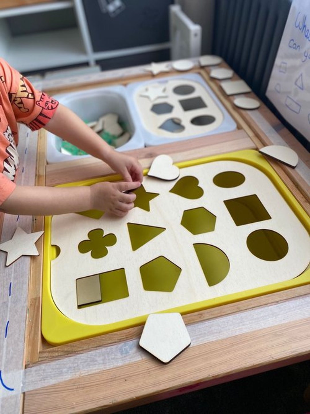 Shape Matching Flisat Table Topper - Sensory Activity Table - Wooden ...