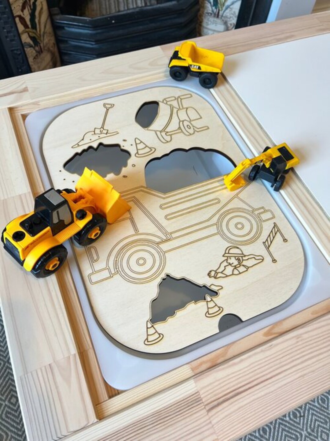 Construction Flisat Table Topper - Sensory Activity Table - Wooden ...